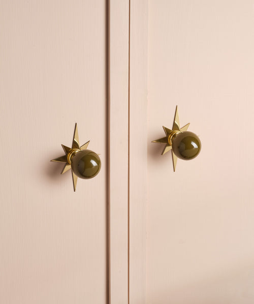 Coloured Knob, Khaki, Brass – MG&Co.
